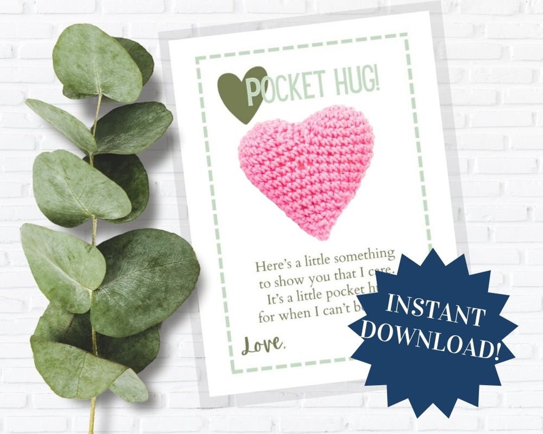 PRINTABLE Pocket Hug Download, 2 Pocket Hugs Versions, Thinking of You ...