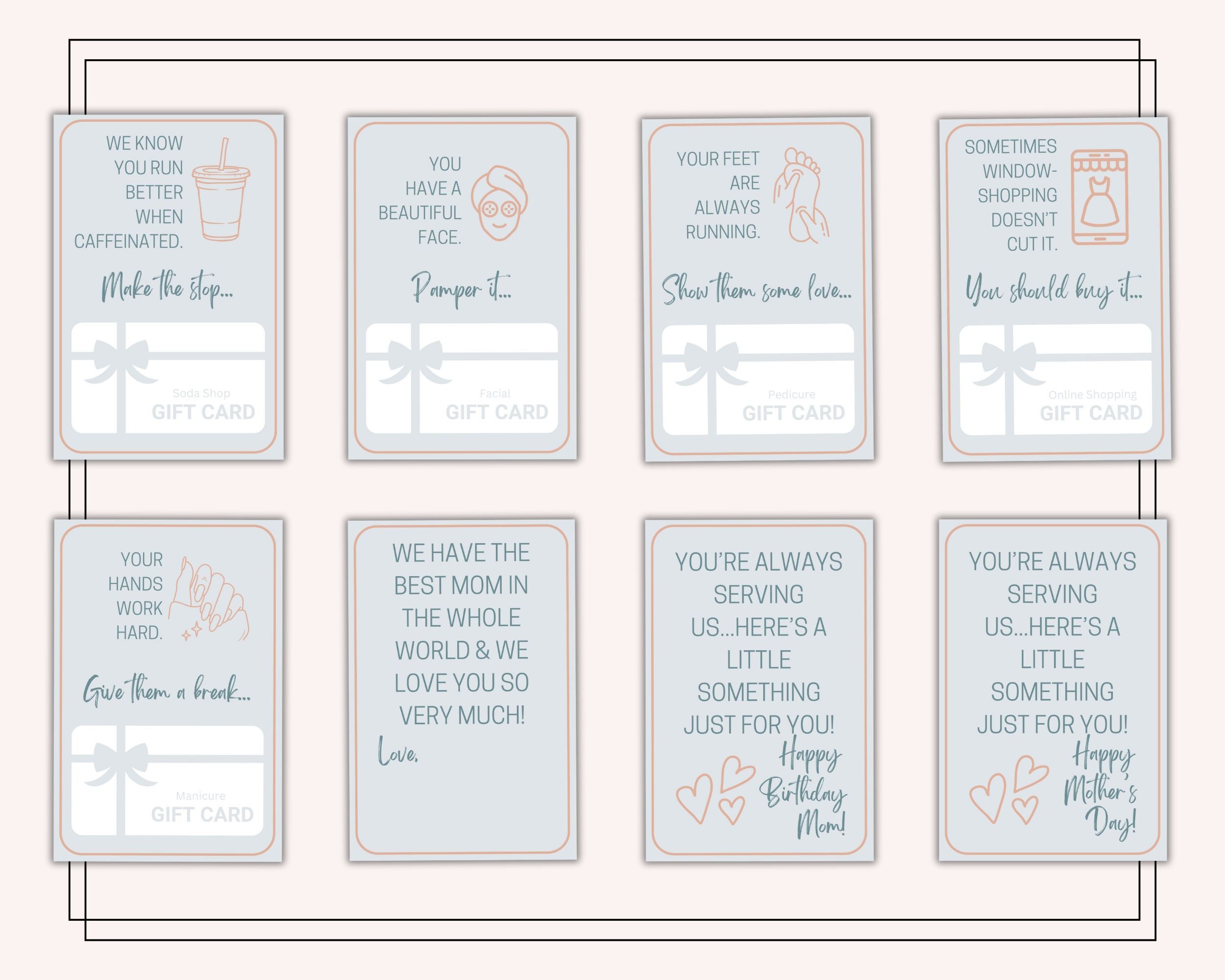 Gift Card Book for Mom Printable, Download Gift for Mom From Kids ...