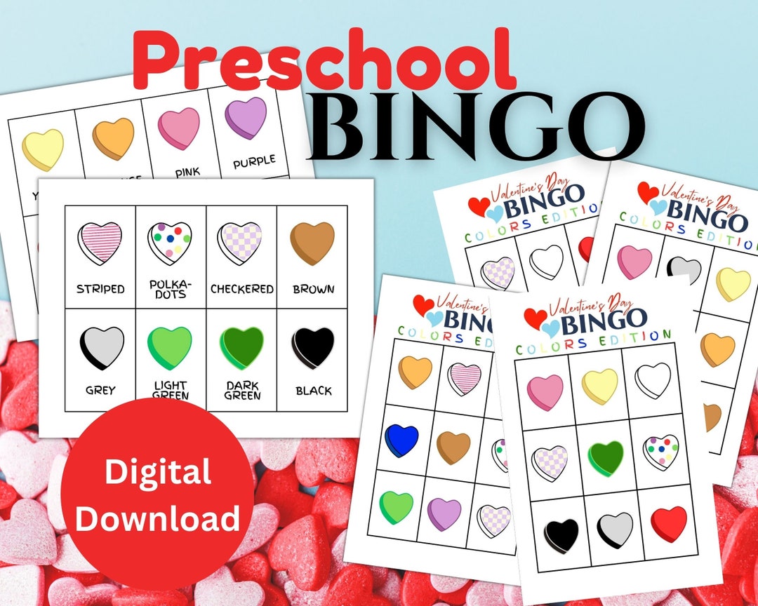 Valentine's Day Bingo Game for Preschool, Vday Classroom Game, Party ...