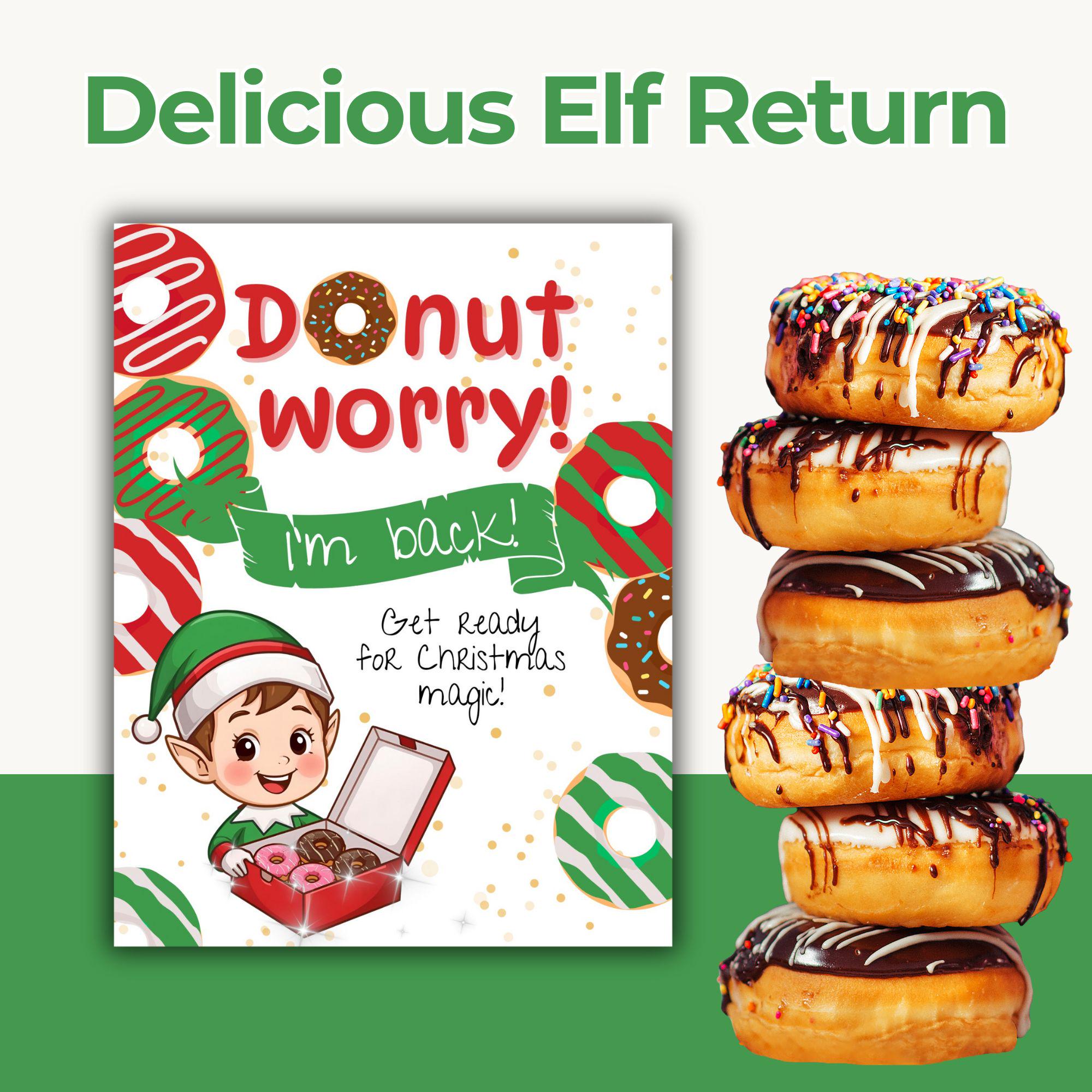 Donut Worry Elf Return Note Printable • Elf is Back Donut Letter • Elf ...