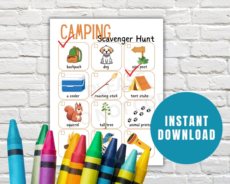 Camping Scavenger Hunt Printable for Kids Camping Treasure Hunt ...