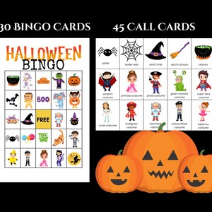 Halloween Bingo Printable, Instant Classroom Halloween Party Game, Game ...