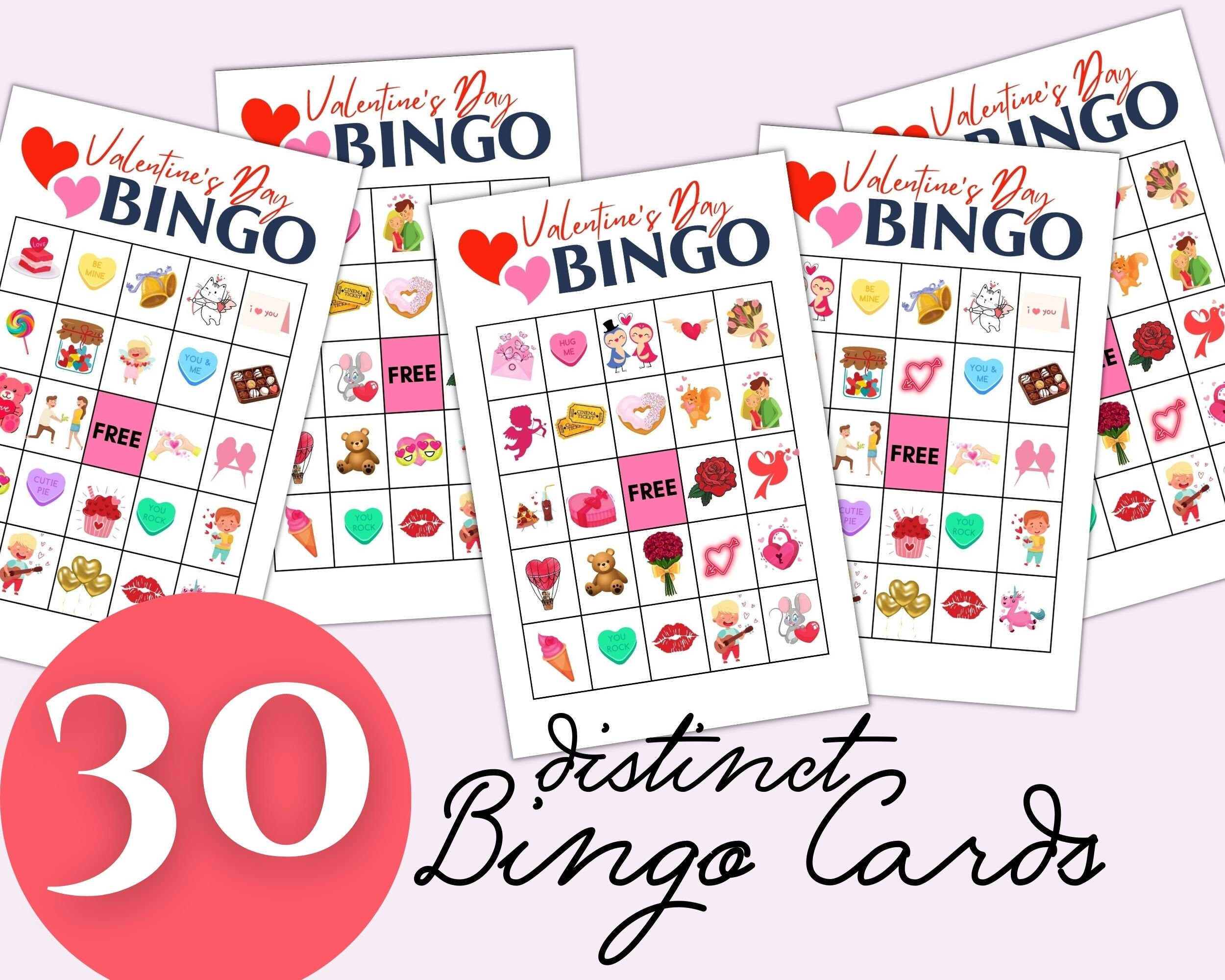 Valentine's Day Bingo Printable, Valentines Classroom Game Bingo Game ...