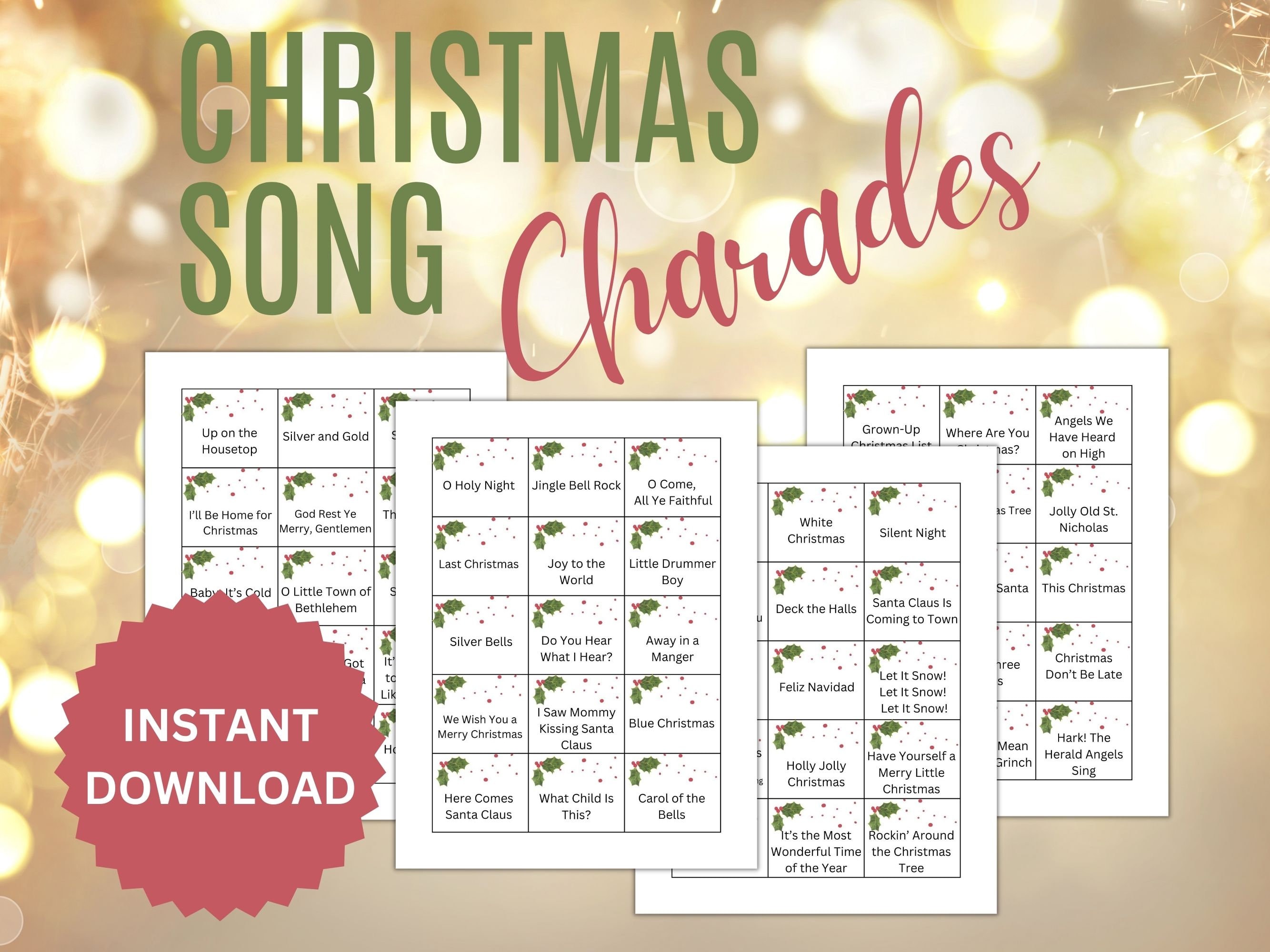 Christmas Charades, Christmas Song Charades, Christmas Games for Adults ...
