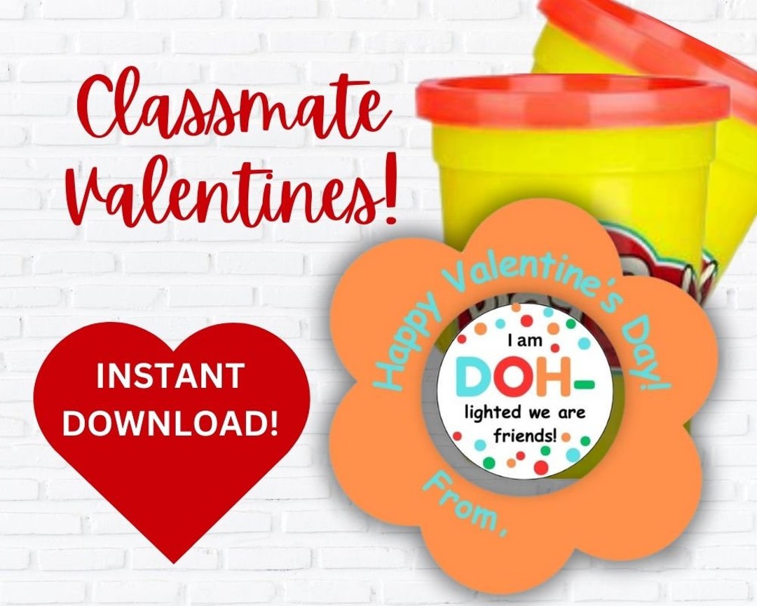 Playdoh Valentines Printable Classroom Valentines Cards Non-candy ...