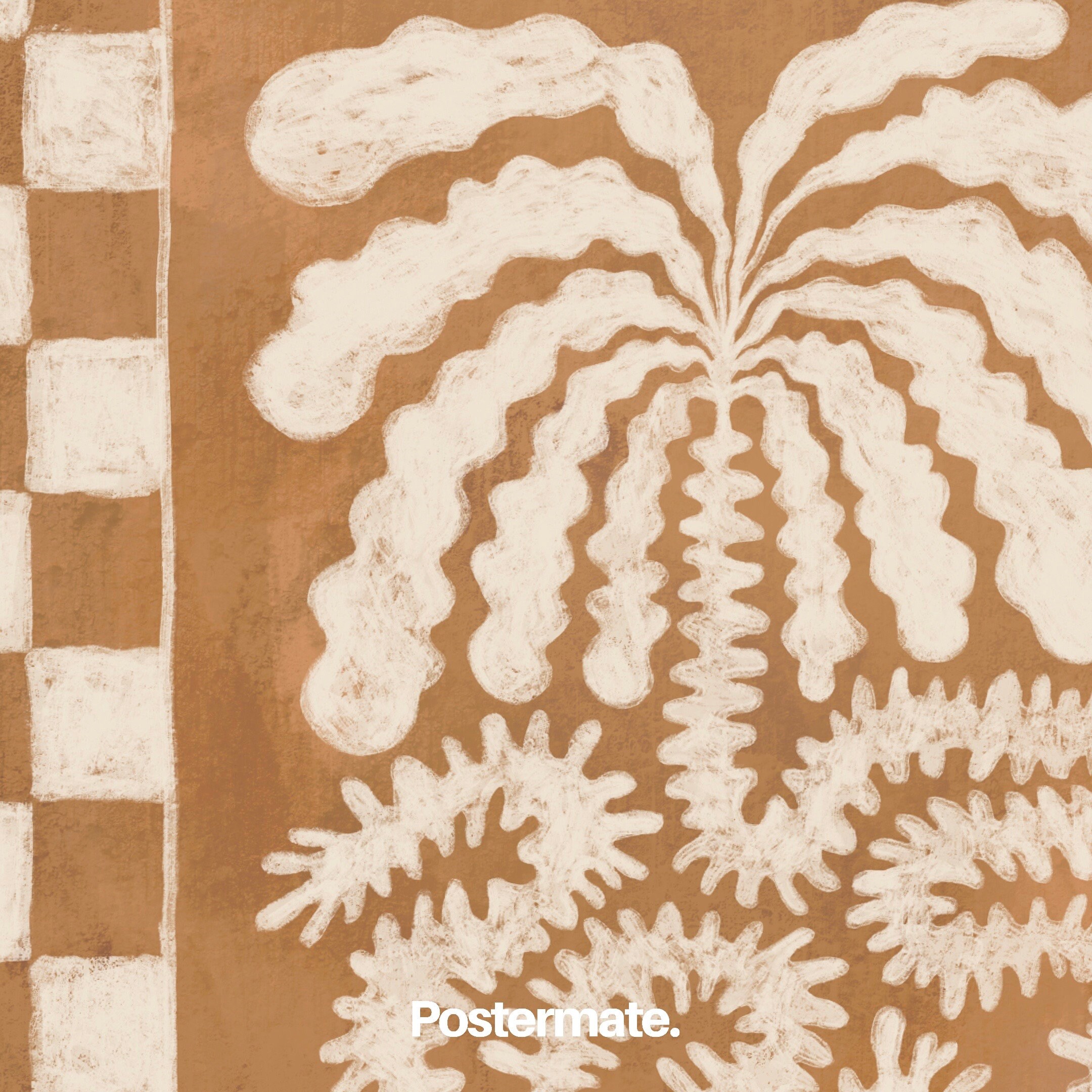 Checkered Palm Tree Print, Palm Trees Abstract Wall Art Neutral ...