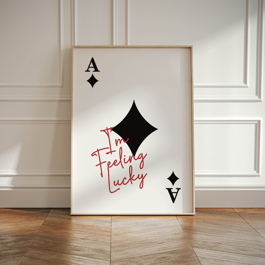 Playing Card Poster, Ace of Diamonds Print, Trendy Retro Art, Bar Decor ...