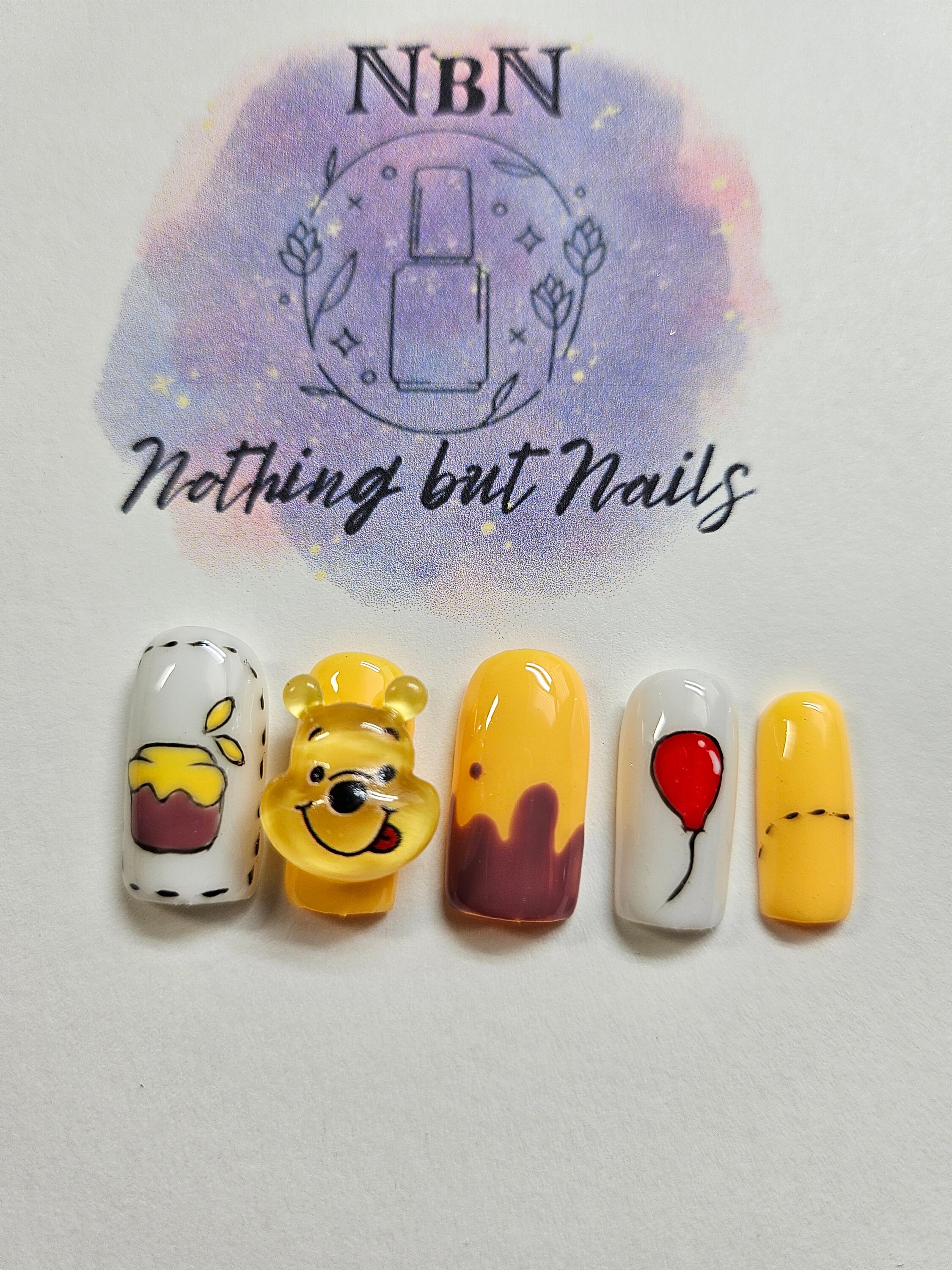 Winnie the Pooh Nails Design. Pooh Press on Nails. Cartoon Nails Press ...