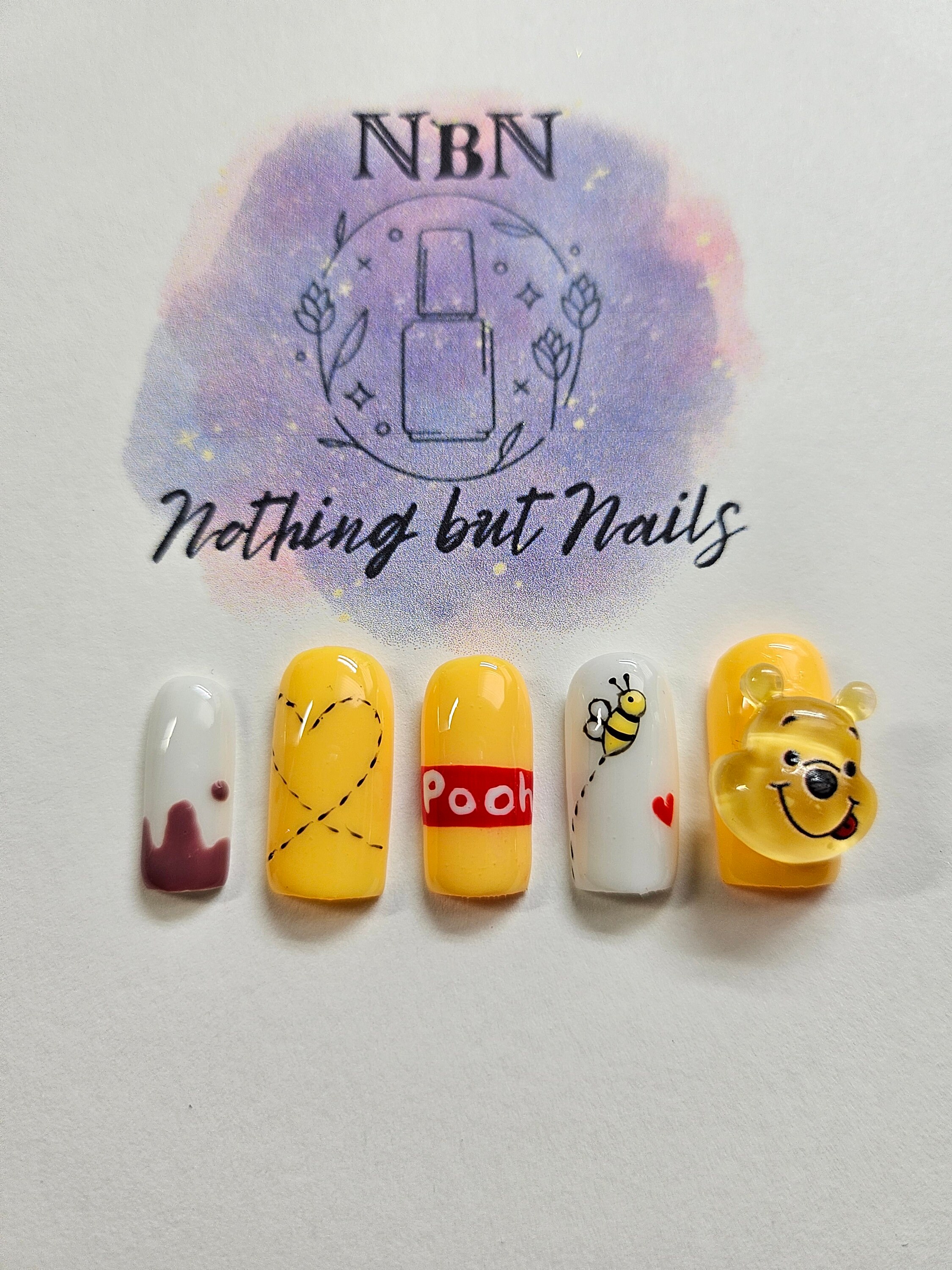 Winnie the Pooh Nails Design. Pooh Press on Nails. Cartoon Nails Press ...