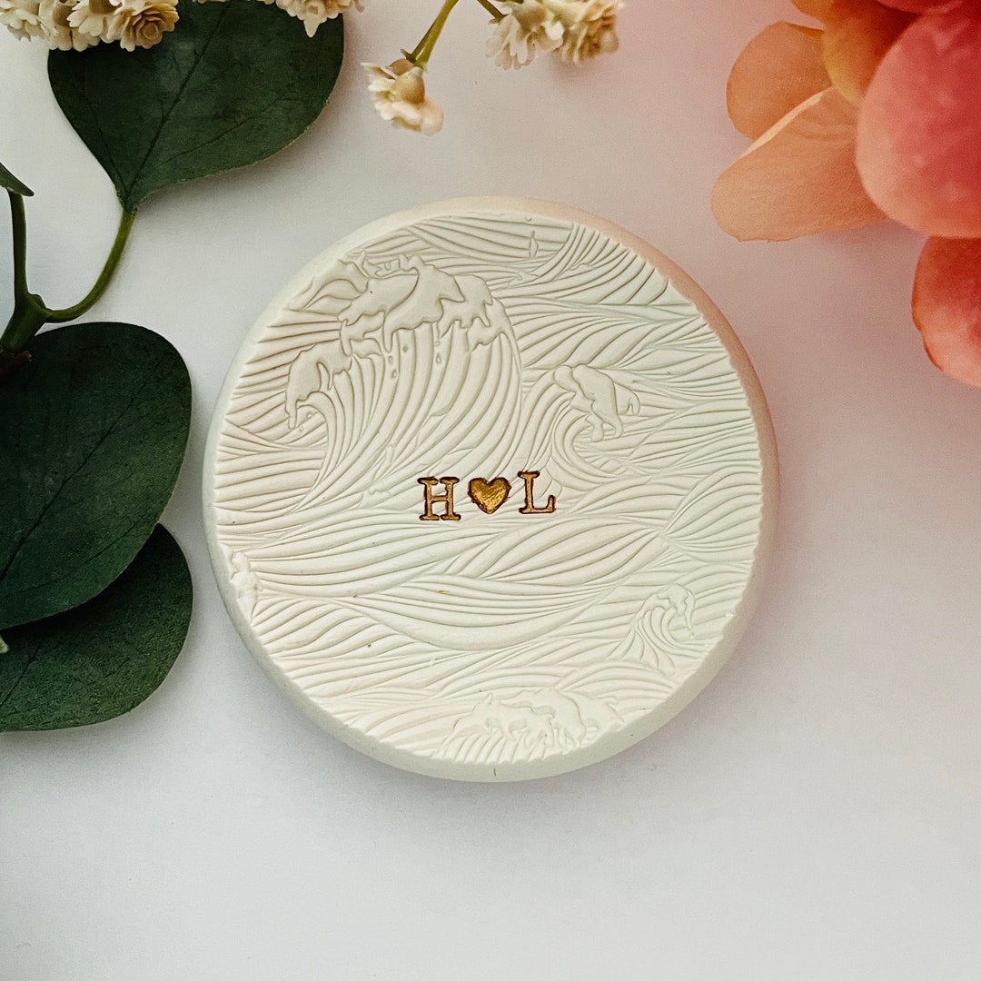 Ocean Waves Personalized Ring Dish, Custom Ring Holder, Embossed Waves ...