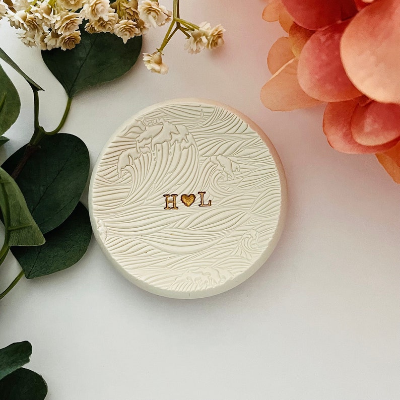 Ocean Waves Personalized Ring Dish, Custom Ring Holder, Embossed Waves ...