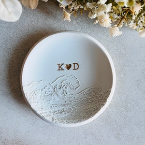 Ocean Waves Personalized Ring Dish, Custom Ring Holder, Embossed Waves ...