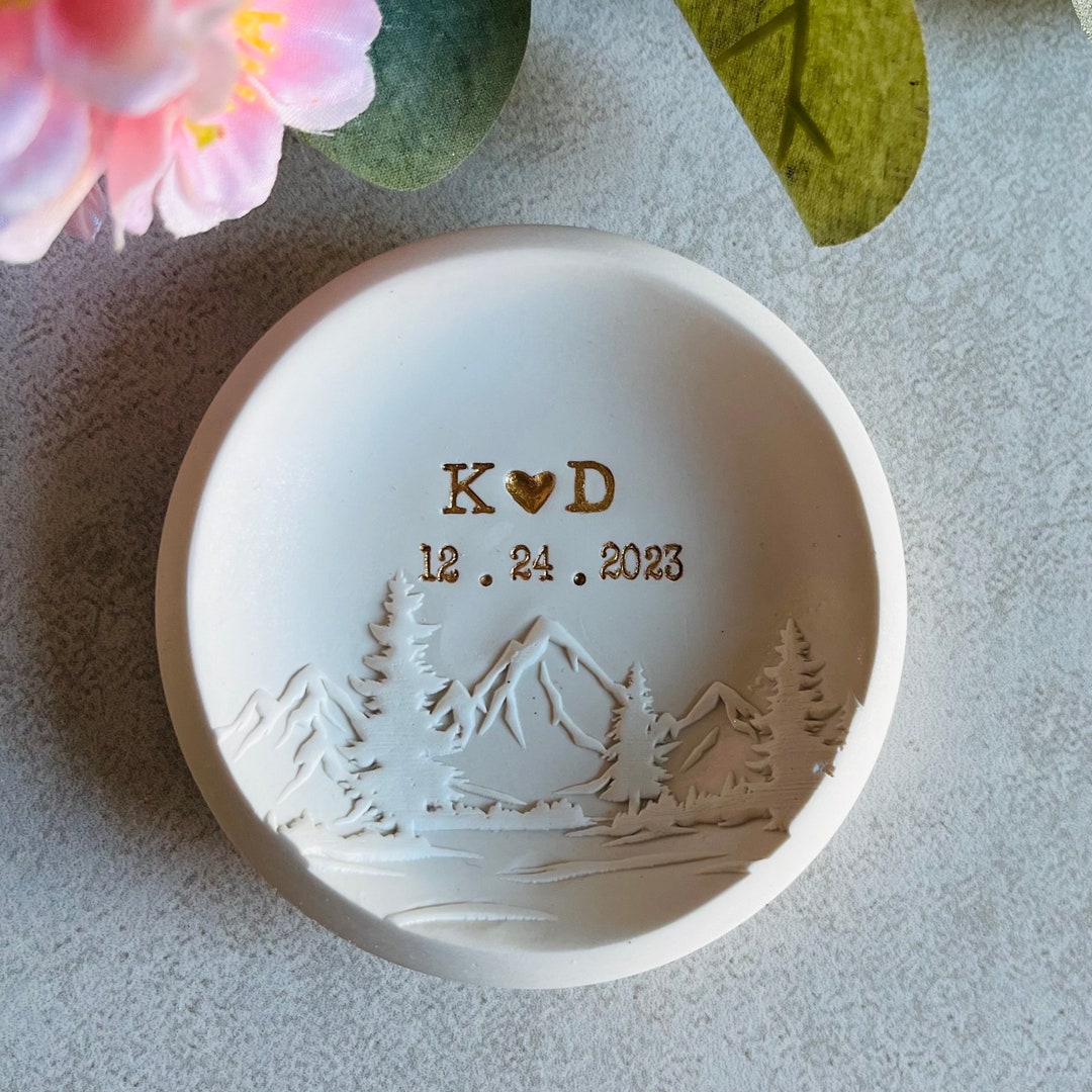 Personalized Ring Dish, Mountain Top Custom Jewelry Dish, Engagement ...