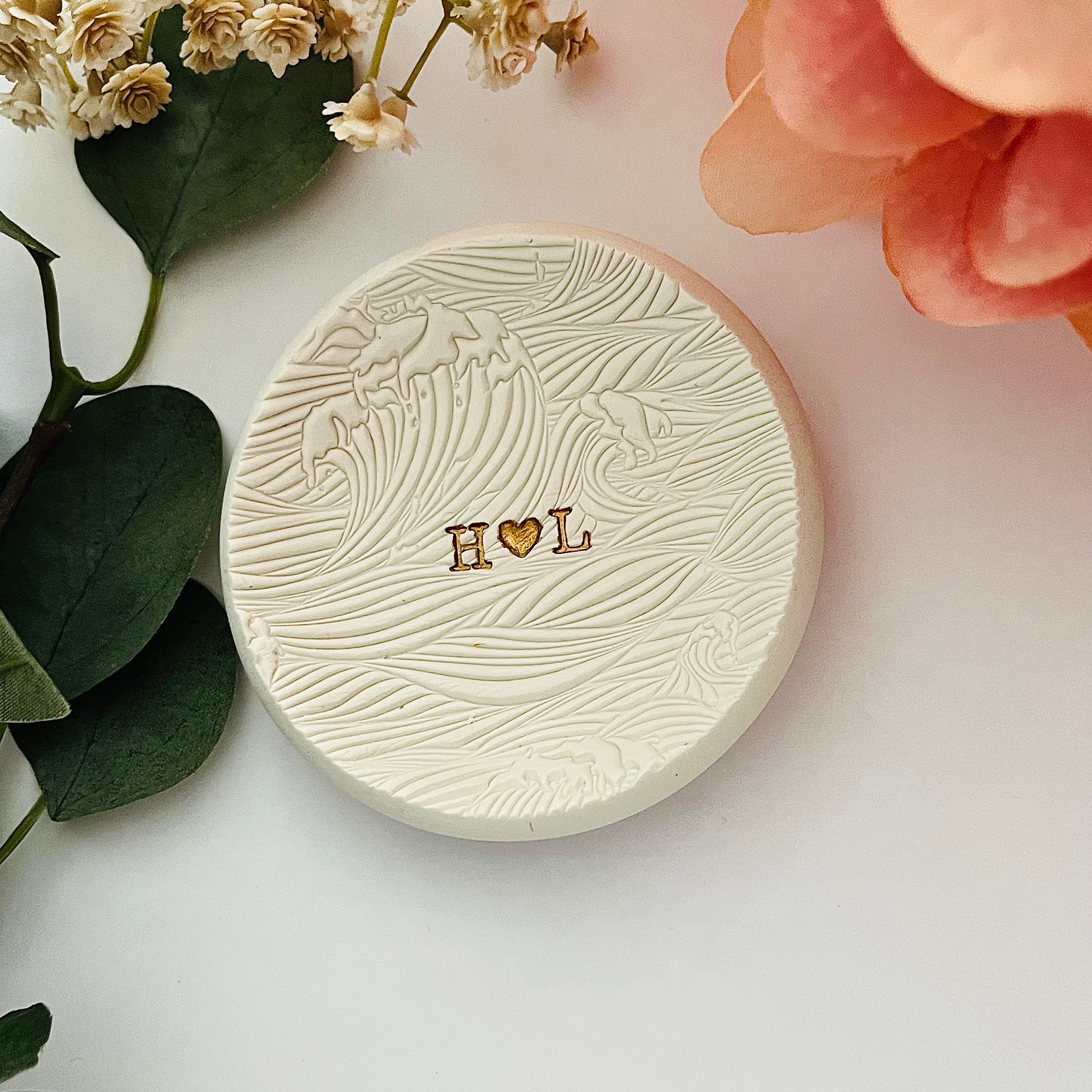 Ocean Waves Personalized Ring Dish, Custom Ring Holder, Embossed Waves ...