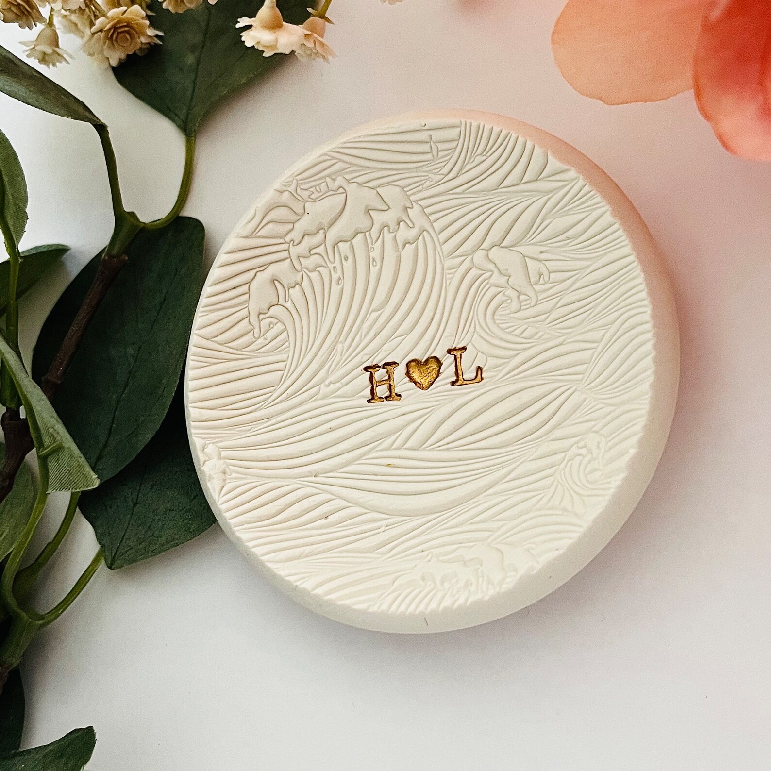 Ocean Waves Personalized Ring Dish, Custom Ring Holder, Embossed Waves ...