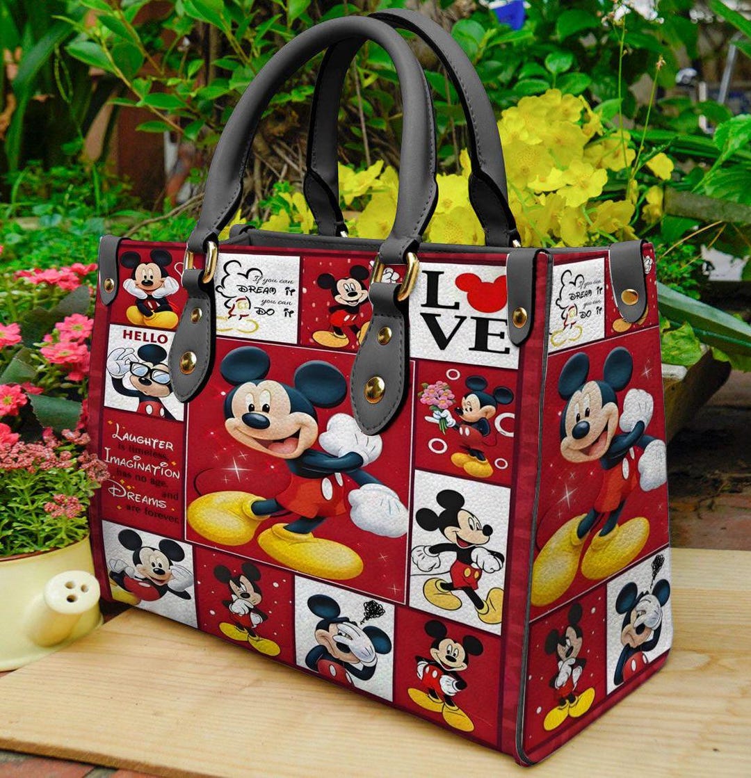 Mickey Disney Personalized Leather Handbag, Mickey Disney Shoulder Bag ...