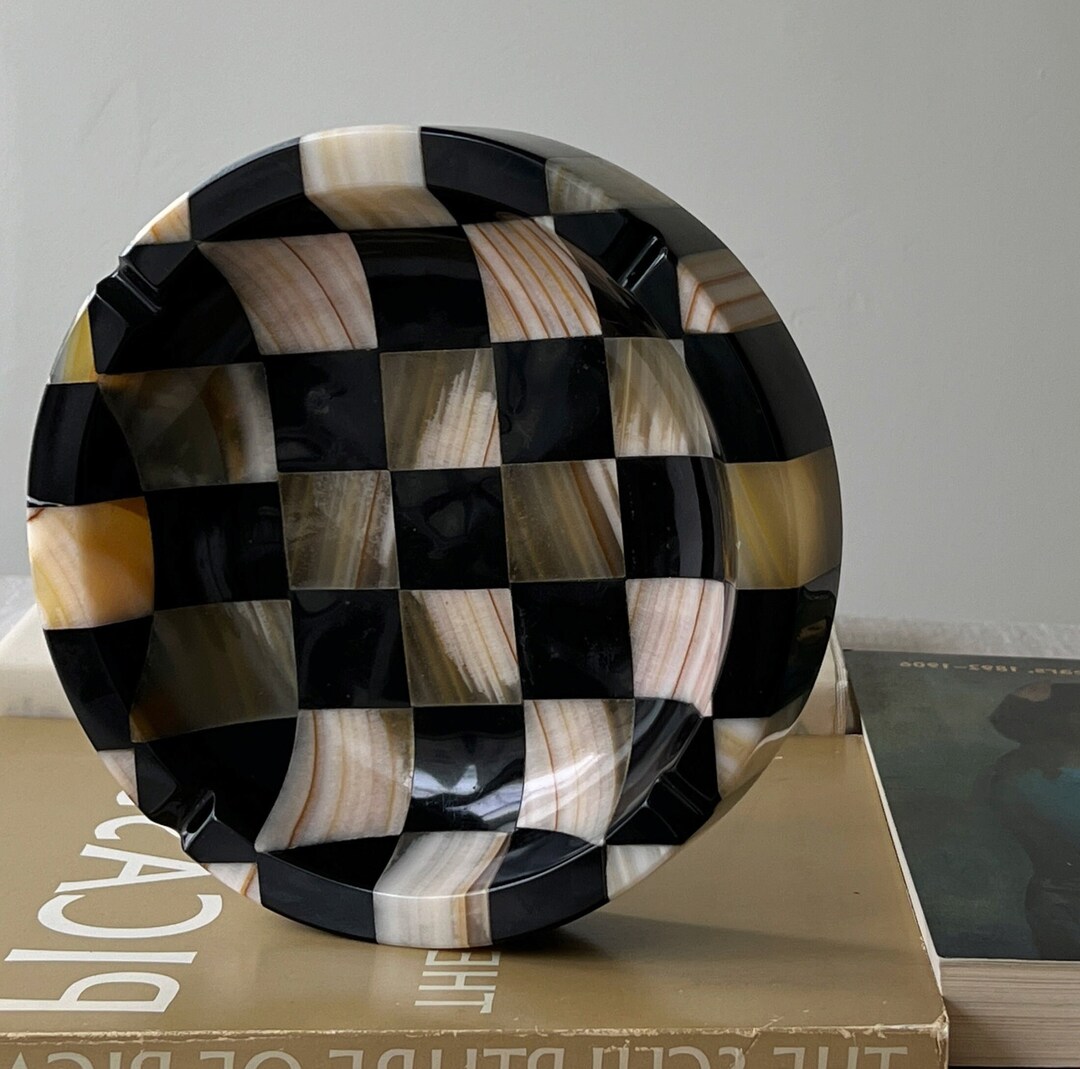 Vintage Checkered MCM Solid Marble Ashtray or Catchall - Etsy