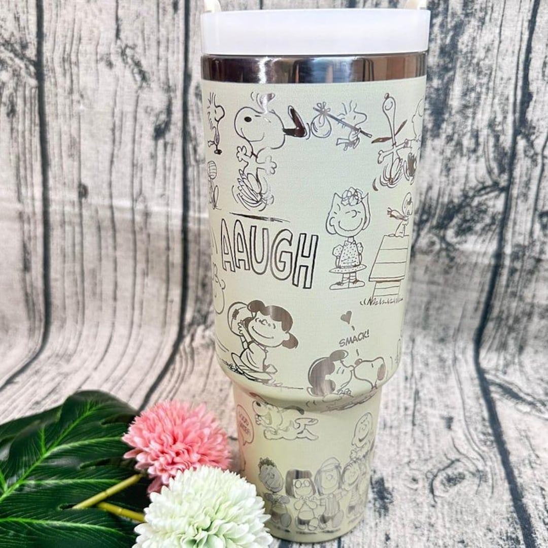 Cute Snoopy Cartoon Tumbler 40oz Laser Engraving, Funny Snoopy Cartoon ...