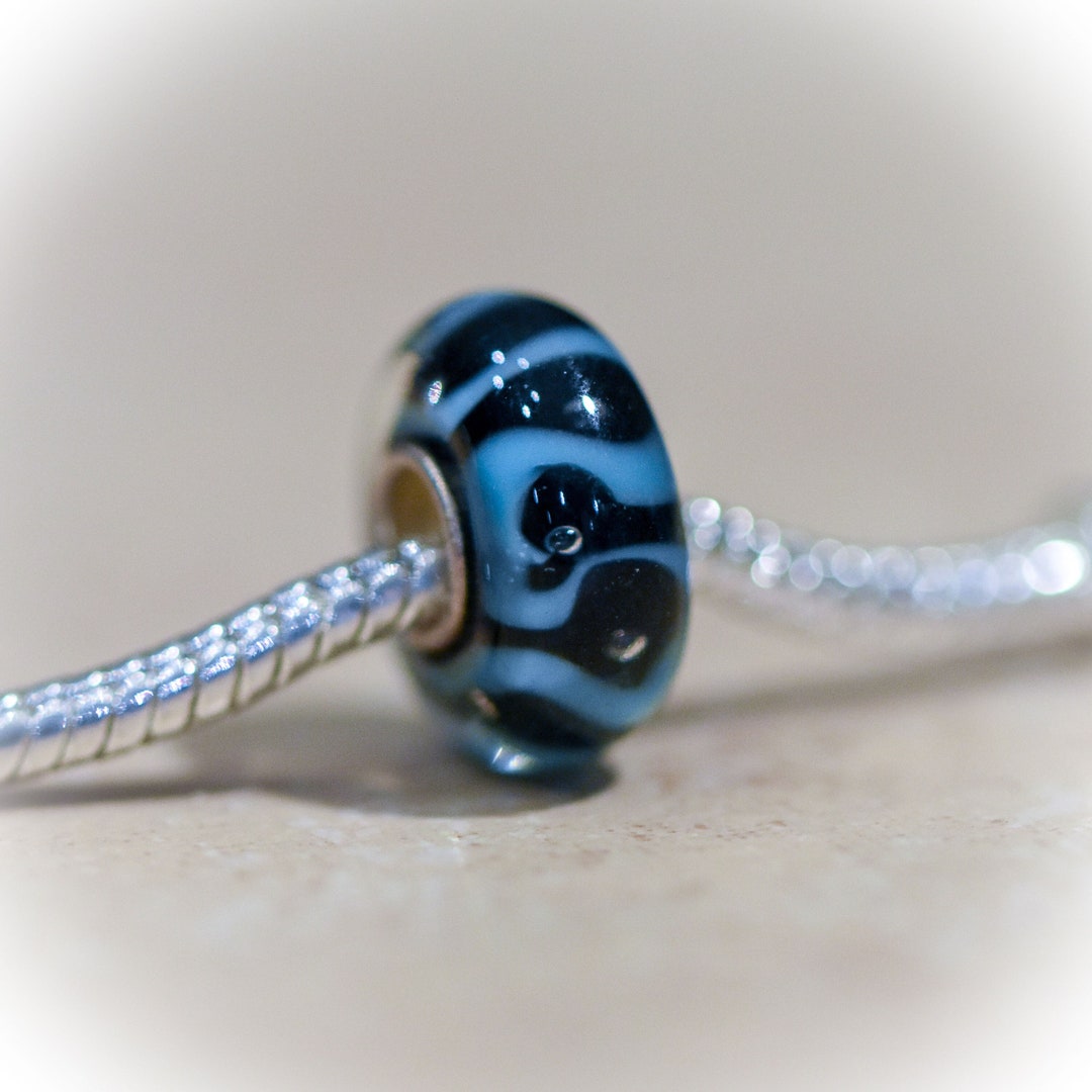 S925 Pandora Style Glass Slider Charm for Jewelry Making -|blue on ...