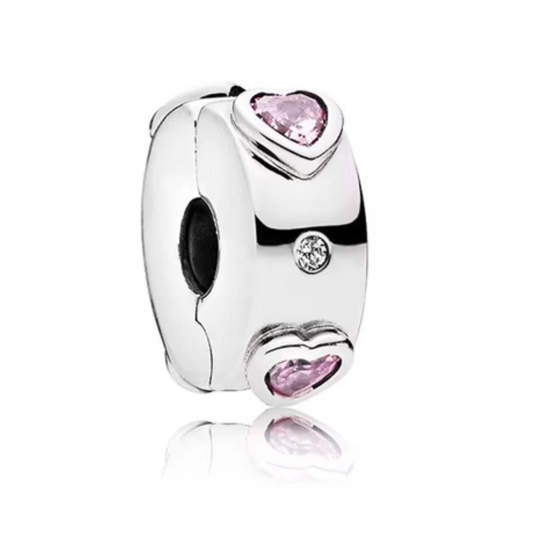 S925 Clip Charm Spacers for Pandora Charn Bracelets, Pink Spacer ...