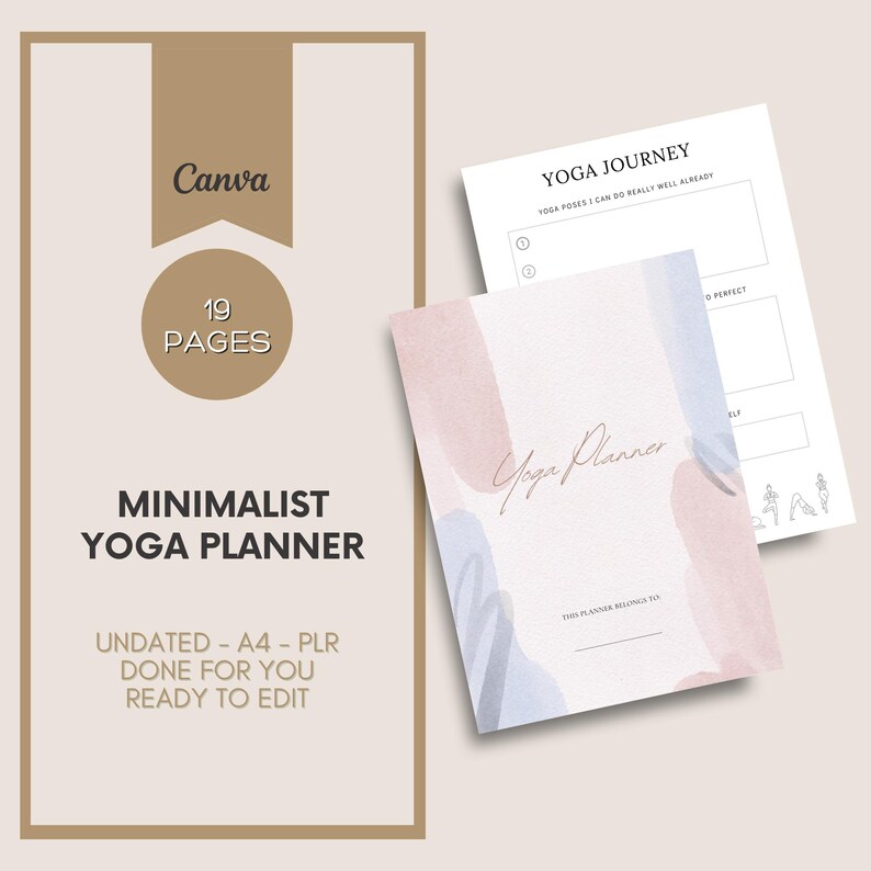 Minimalist Yoga Journal Printable Digital Fitness Planner Yoga Routine ...