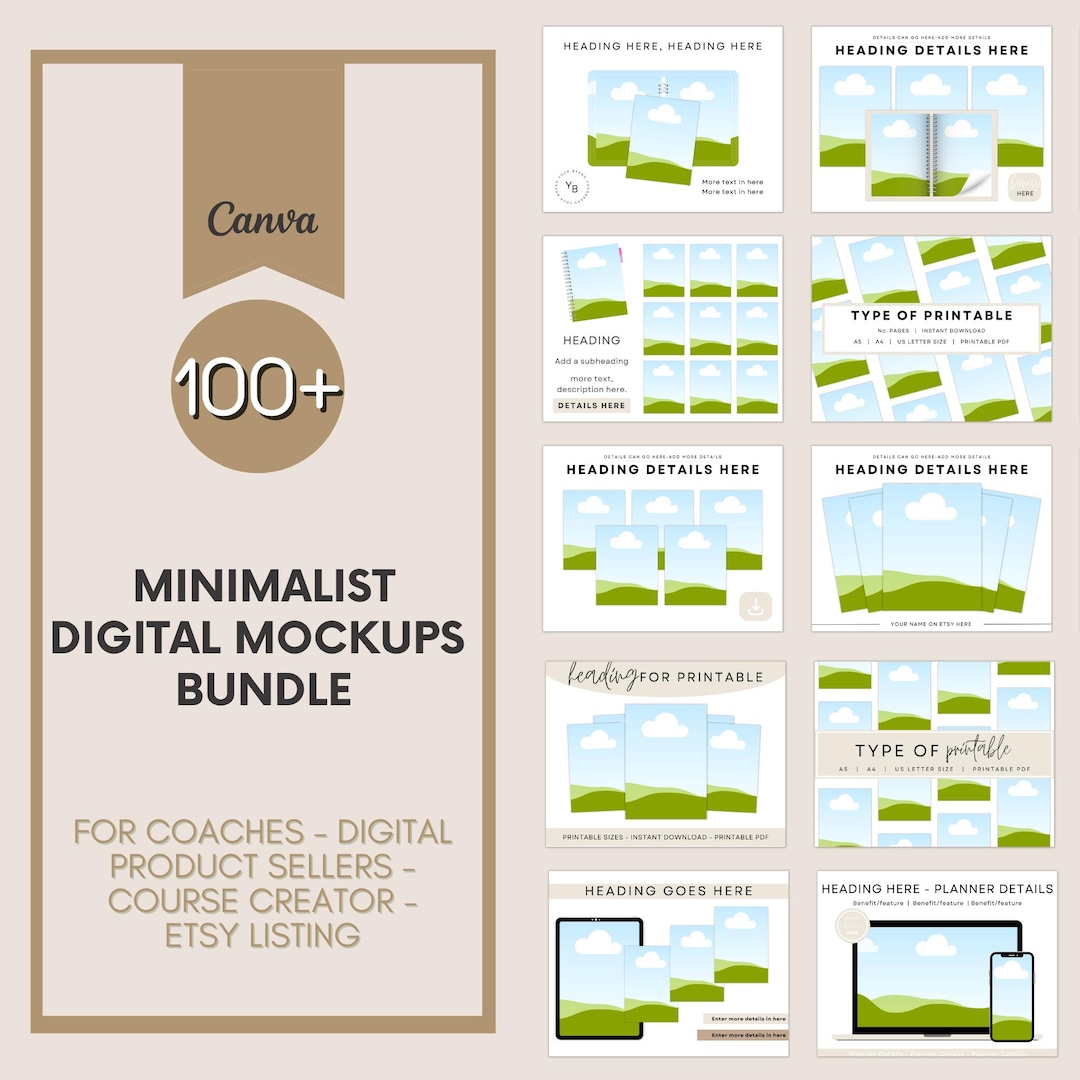 100 Mockup Canva Template for Coaches, Course Creator Mockup, Digital ...