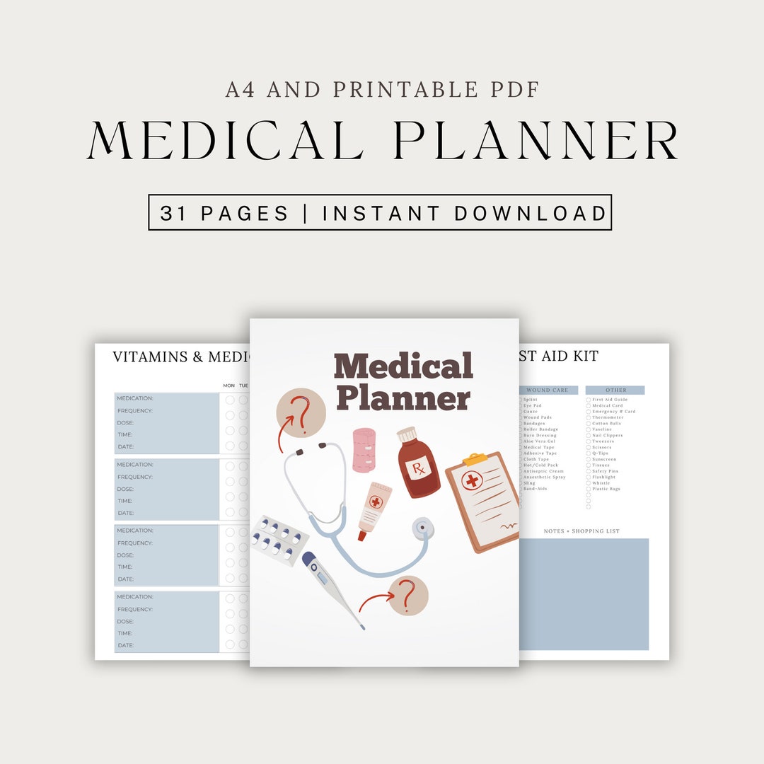 Minimalist Medical Planner Medical Tracker Medical Journal - Etsy