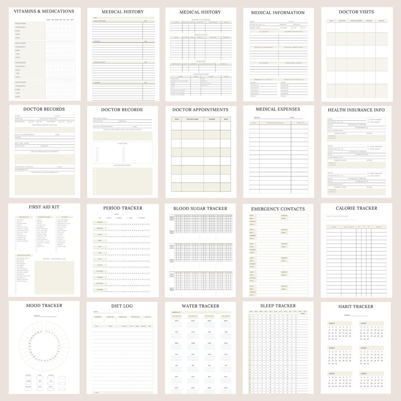 Minimalist Medical Planner Medical Tracker Medical Journal Planner ...