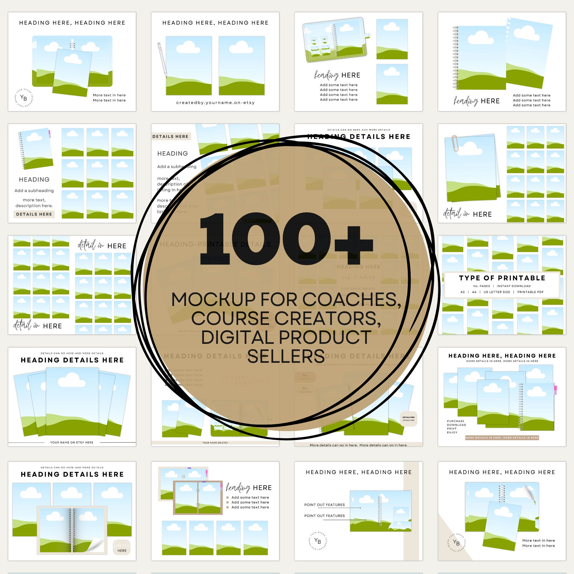 100 Mockup Canva Template for Coaches, Course Creator Mockup, Digital ...