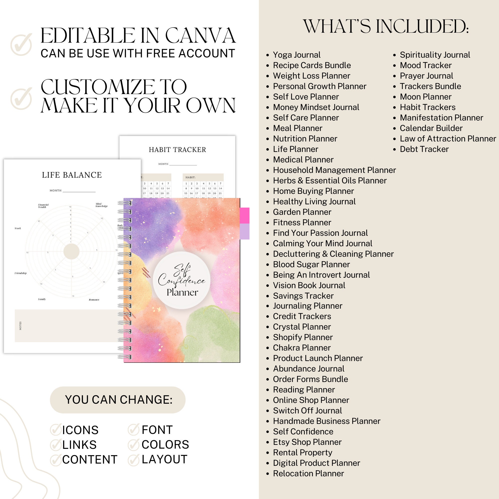 51 PLR Minimalist Planner Bundle, Done-for-you, Editable in Canva ...