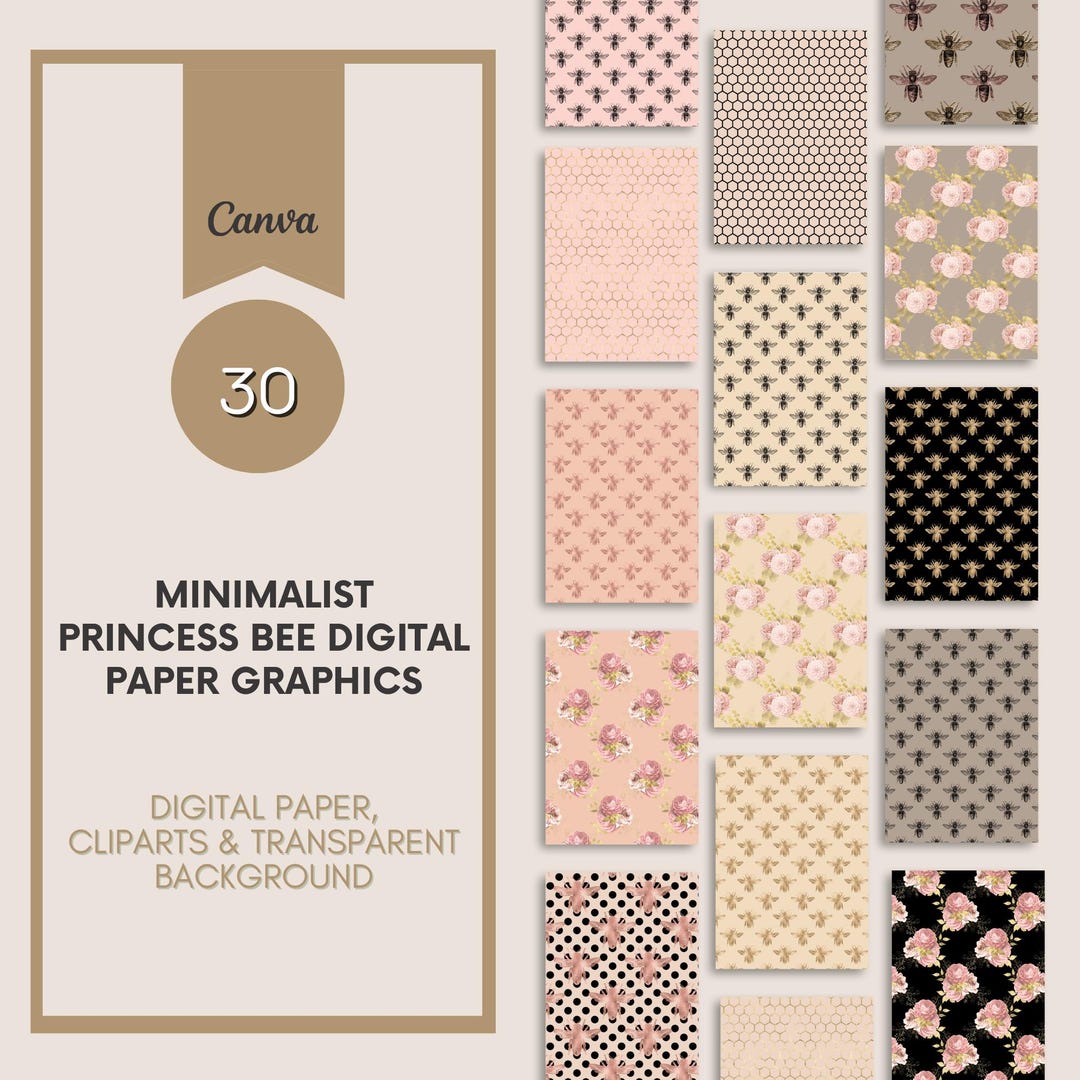 Minimalist Bee Digital Paper Bee Scrapbook Paper Honey Bee Background ...