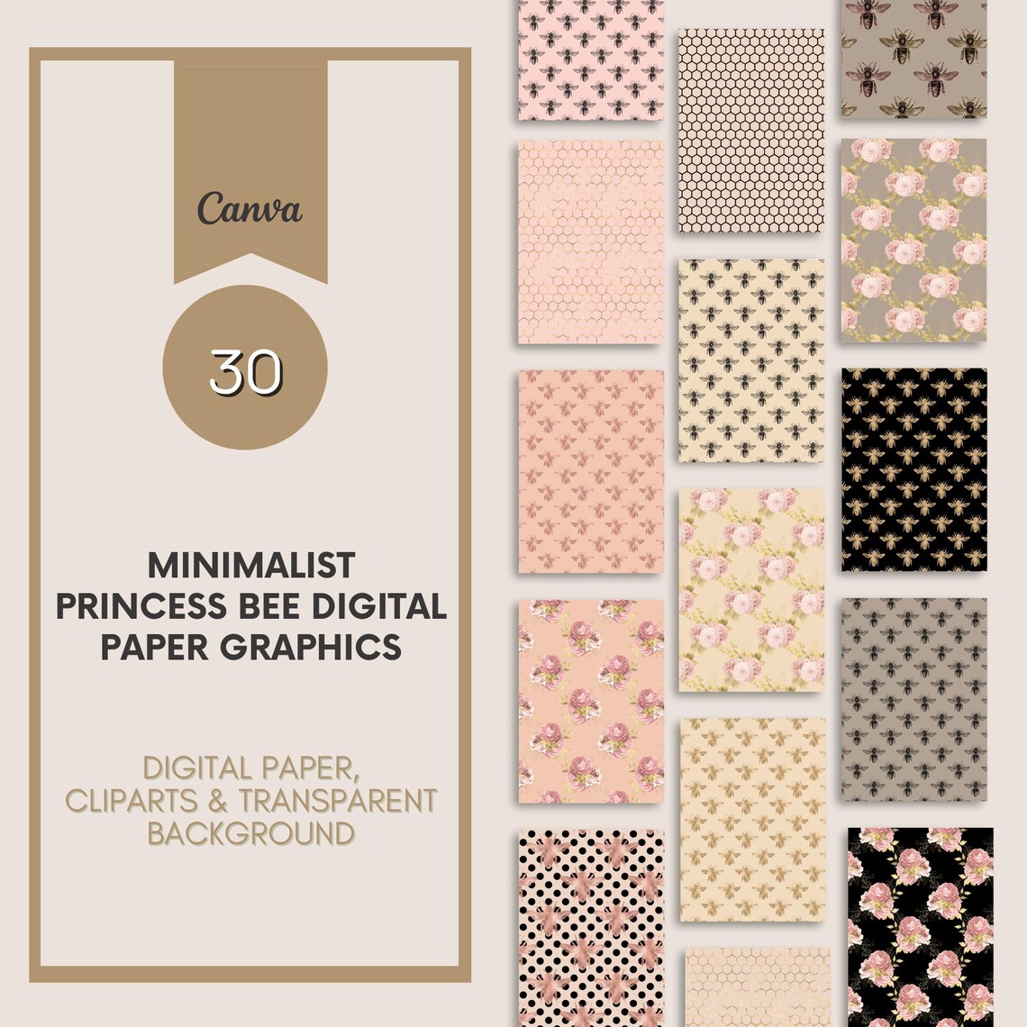 Bee Digital Paper Bee Scrapbook Paper Honey Bee Background Digital ...