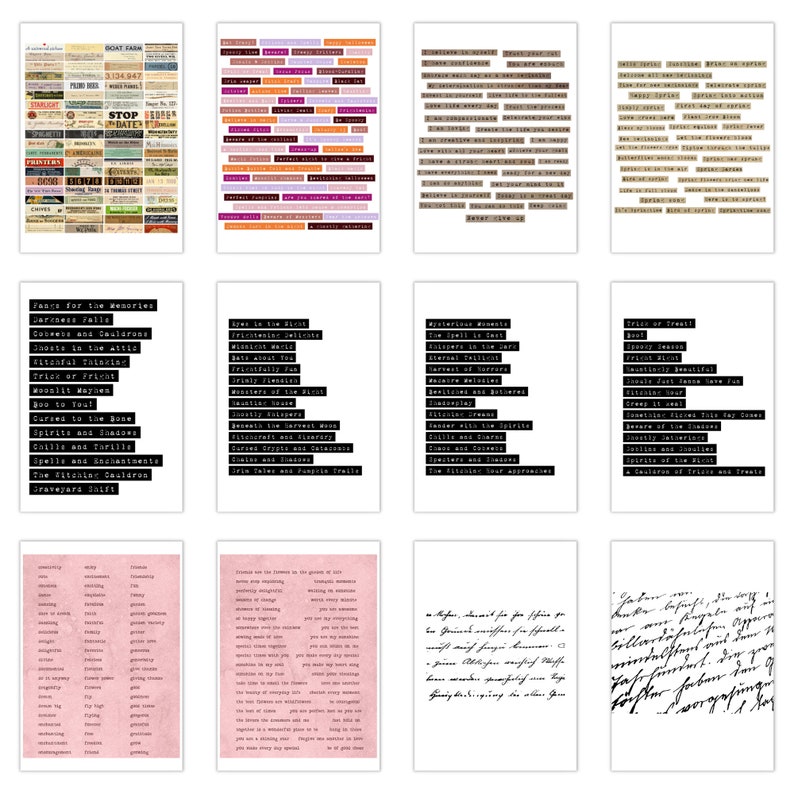 1,000 Journal Words, Inspirational Quotes, Printable Ephemera Vintage ...