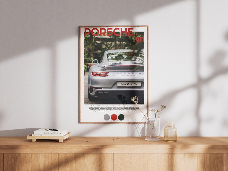 Porsche 911 Turbo S Poster Polaroid Style Car Wall Art Digital Download ...