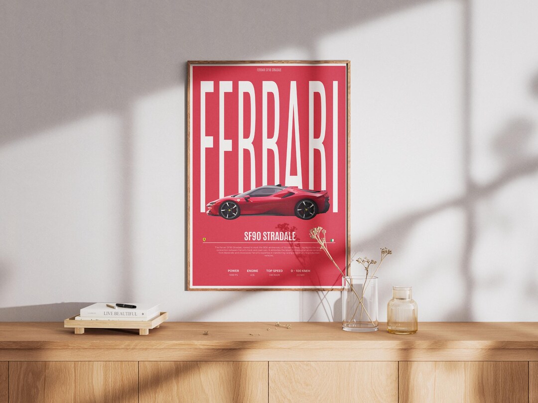 Ferrari SF90 Stradale Poster - Retro Supercar Wall Art (digital ...