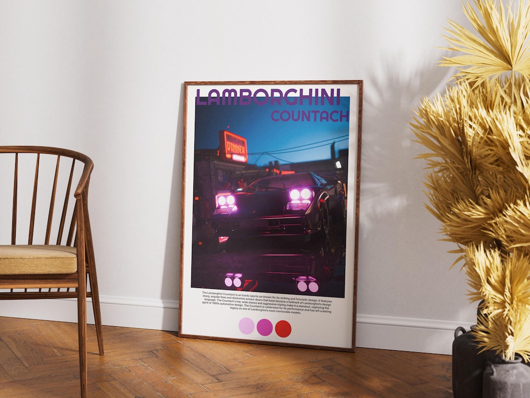 Lamborghini Countach Poster - Retro Polaroid Style Car Art - Digital ...