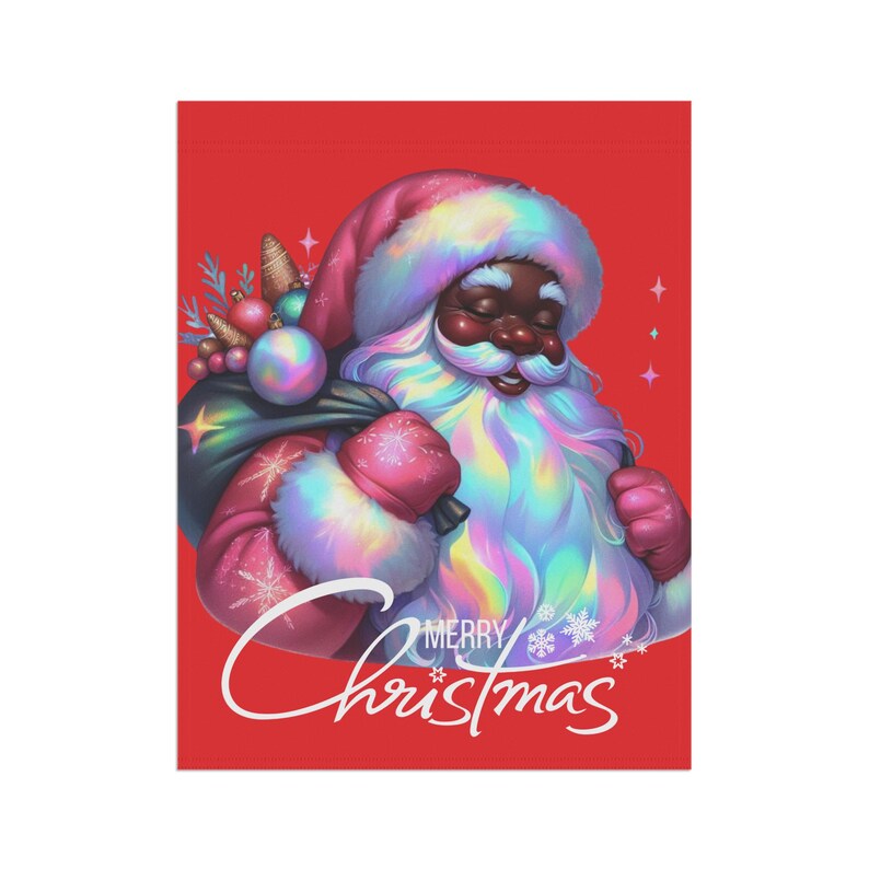 Rainbow Santa Claus Garden & House Banner | Black Santa Afrocentric ...
