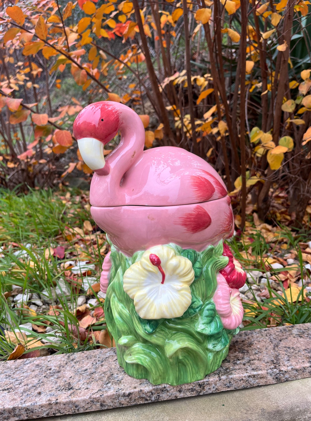 Vintage Ceramic Pink Flamingo Retro Cookie Jar - Etsy