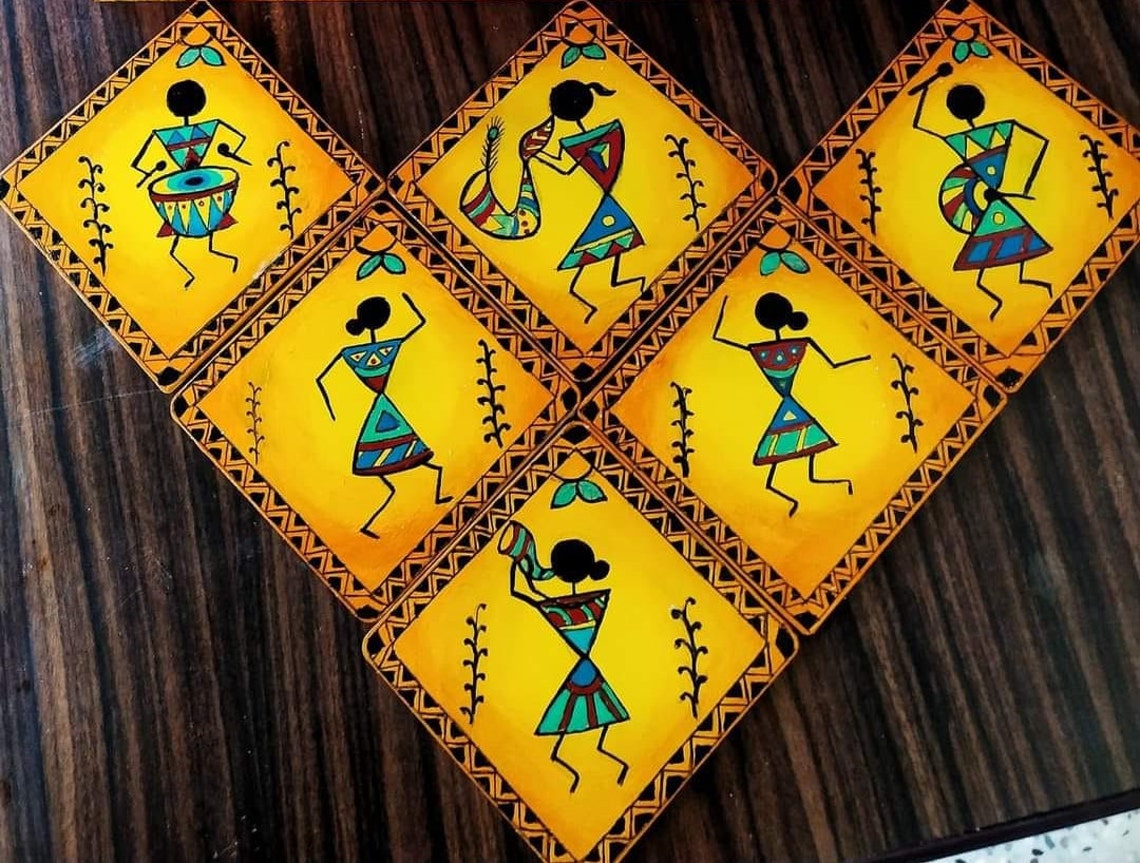 Indian Traditional Handmade Warli ART Coasters Celebration Theme ...