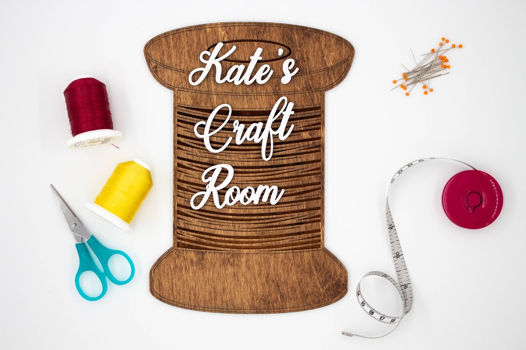 Personalized Wall Art for Craft Room, Sewing Decor, Spool Design With ...