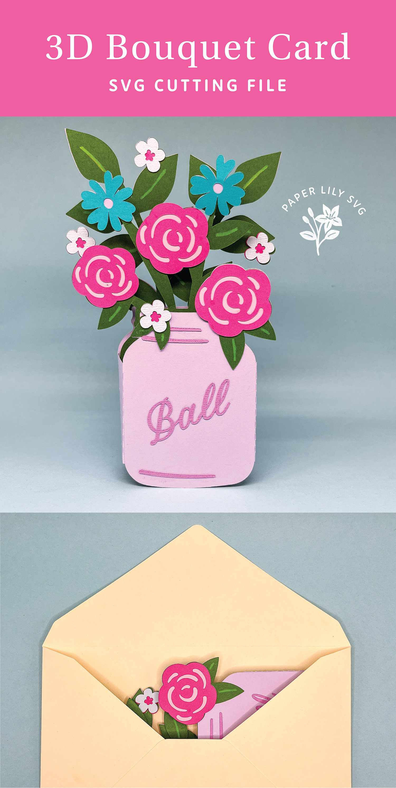 Flower Bouquet Svg, Pop up Card Svg, Flower Vase Svg, Wildflower Svg ...