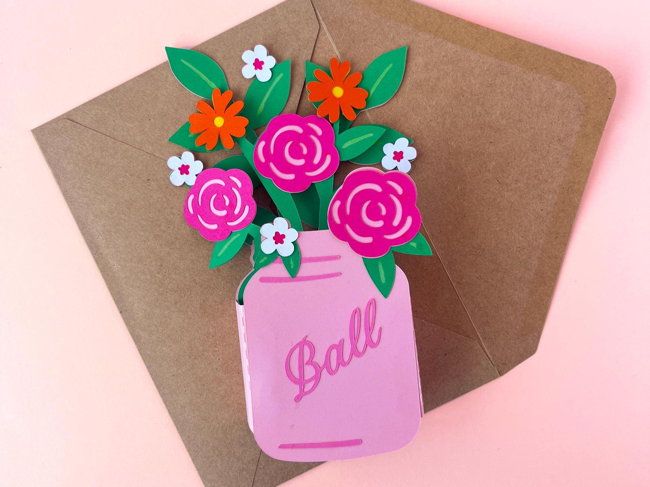 Flower Bouquet Svg, Pop up Card Svg, Flower Vase Svg, Wildflower Svg ...