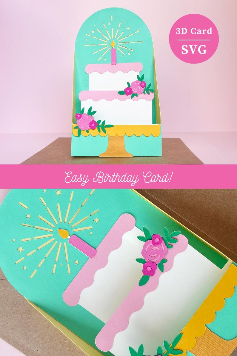 Birthday Card SVG, Pop up Card SVG, DIY Card for Cricut & Silhouette ...