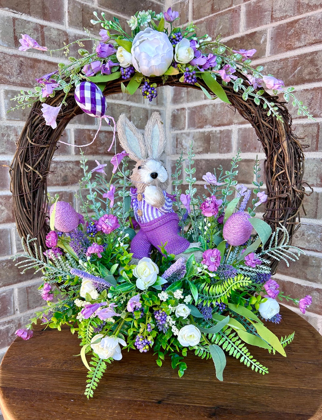 Easter Bunny Standing Grapevine Wreath Centerpiece, Country Rustic Home ...