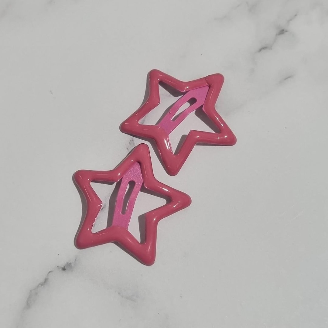 2 Pack Hot Pink Star Hair Clips - Etsy