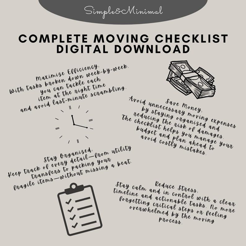 Ultimate Moving Checklist - Printable Digital Download - Etsy