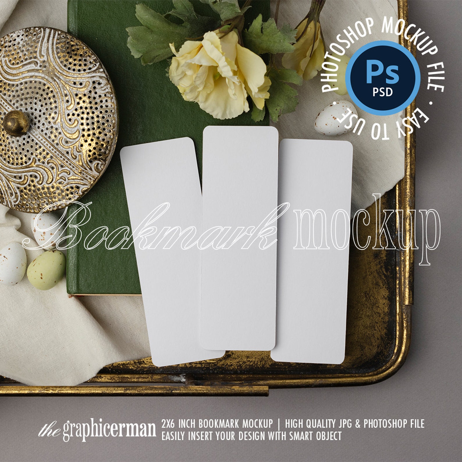 9 Bookmark Mockup Bundle, 2x6 Inch Bookmark Mockup, Smart Object ...