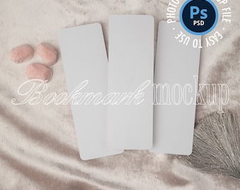 2 Bookmarks Mockup, 2x6 Inch Bookmark Mockup, Smart Object, Minimal ...