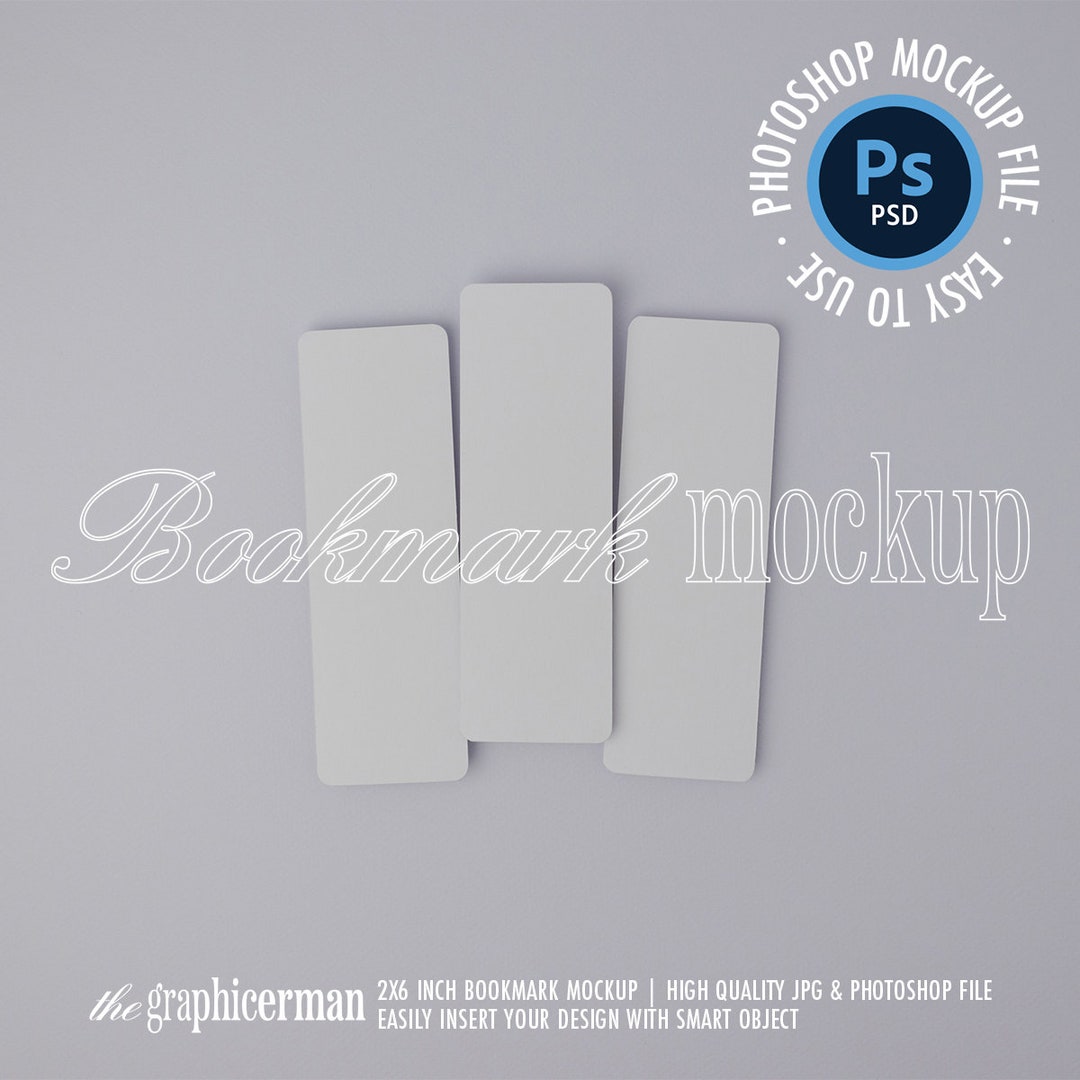 3 Bookmarks Mockup, 2x6 Inch Bookmark Mockup, Smart Object, Minimal ...