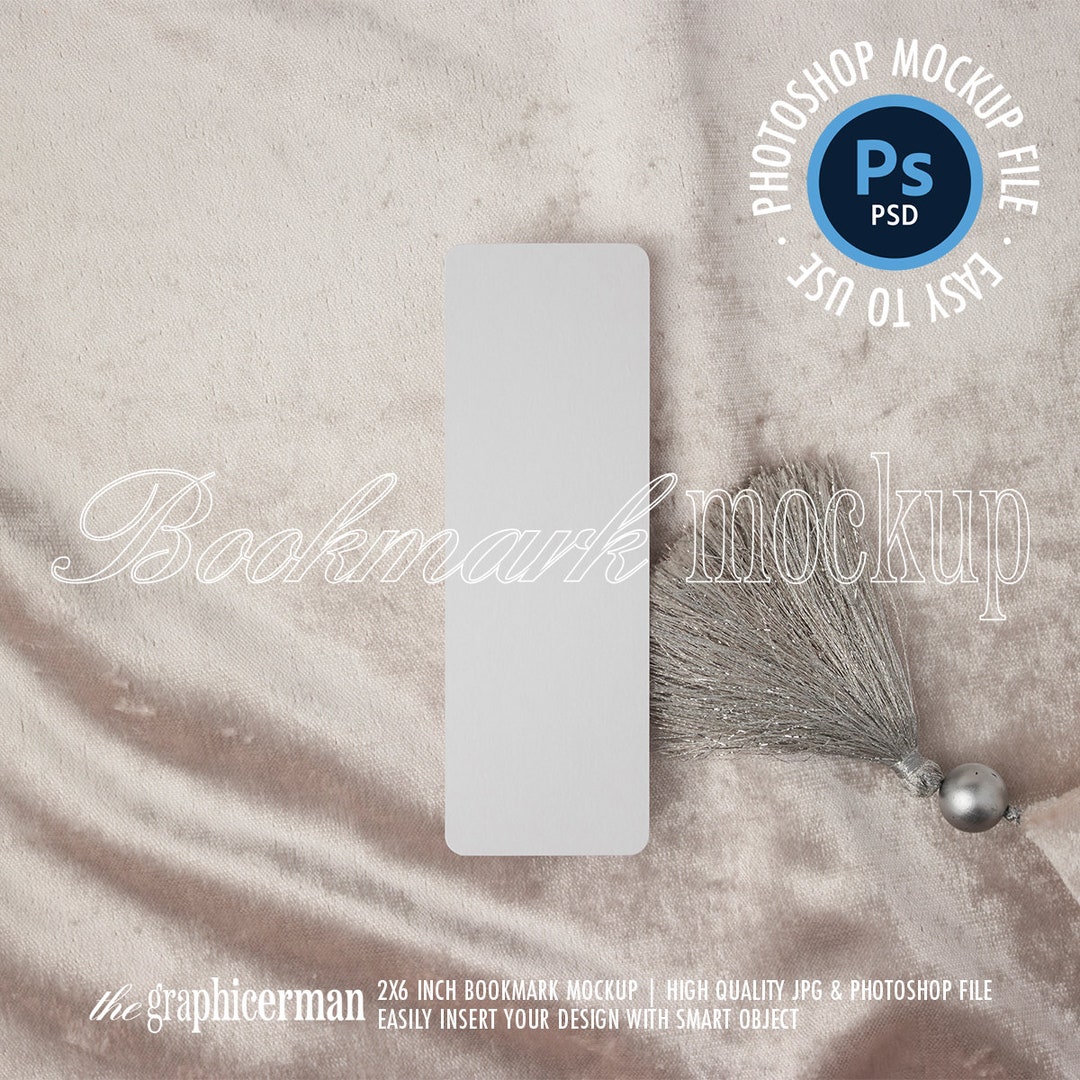Bookmark Mockup, 2x6 Inch Bookmark Mockup, Pink Card Mockup, Smart ...